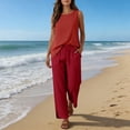 2 Piece Sets For Women,Linen Tank And Pants Set Two Piece Smocked Sets ...