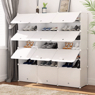Fashionable Rolling Shoe Rack with Fabric Cubbies - Black - Walmart.com