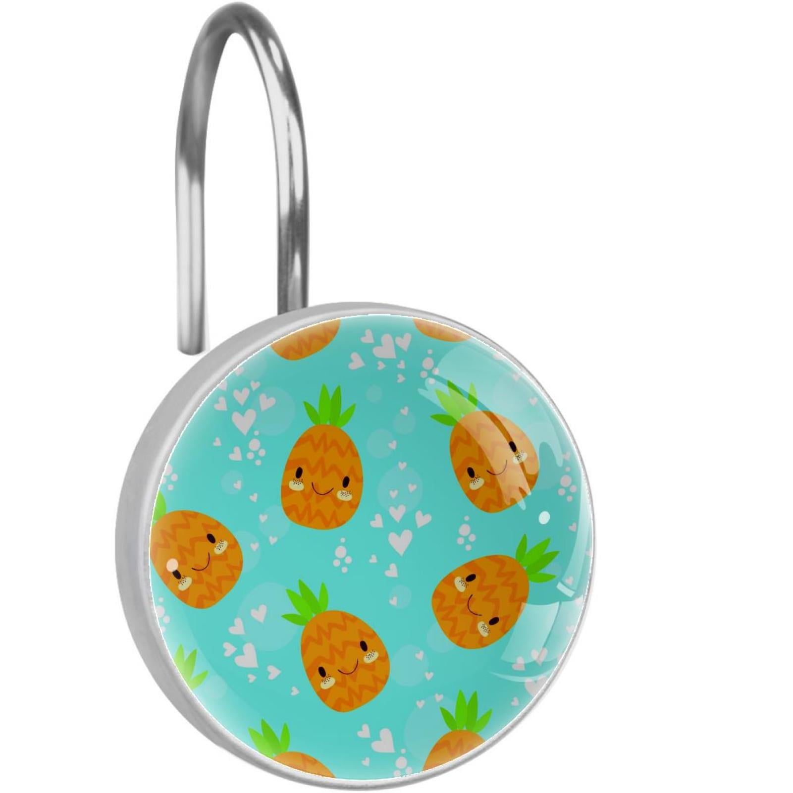 Pineapple Shower Curtain Hooks（Set of 12）for Home Hotel Shower Rods ...