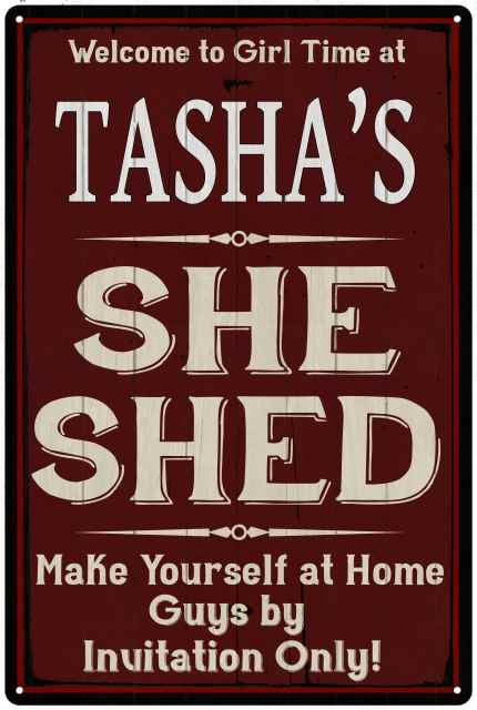 TASHA'S She Shed Red Sign Gift Lady Cave 8x12 Metal Sign 108120088461 ...