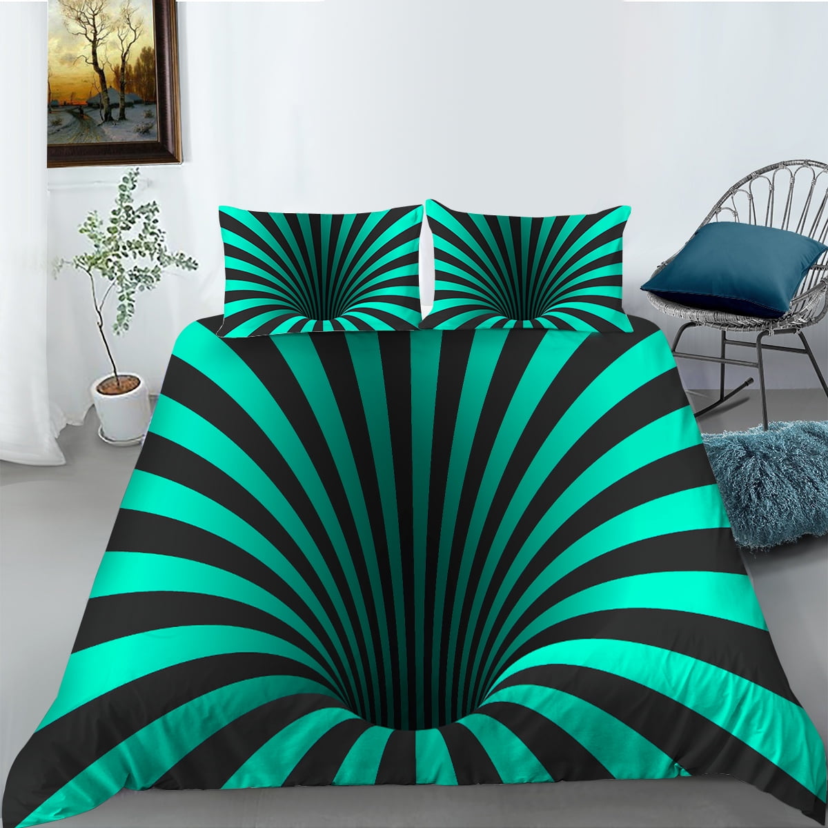 Wenjialing 3d Abstract Printing Duvet Cover Set Soft Bedding Set Quilt