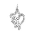Sterling Silver Breast Cancer Awareness Heart Pendant Necklace for ...