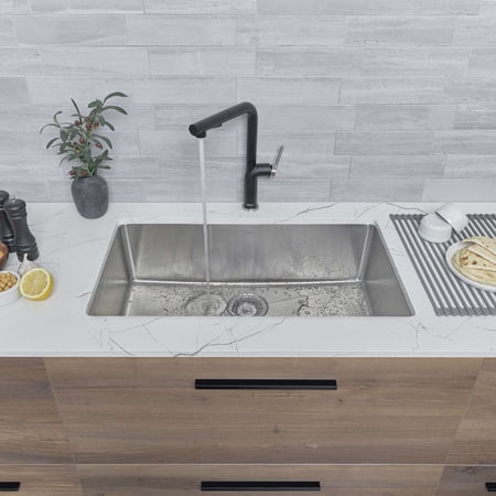 Stylish Dual-Mount 31" Single-Bowl Stainless Steel Kitchen Sink with ...