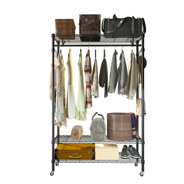 Ktaxon 75" Heavy Duty Rolling Garment Rack with Hanging Rod, Portable ...
