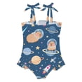 Capybara Space Pattern Girls' One-Piece Swimsuit Bowknot Tie Shoulder ...