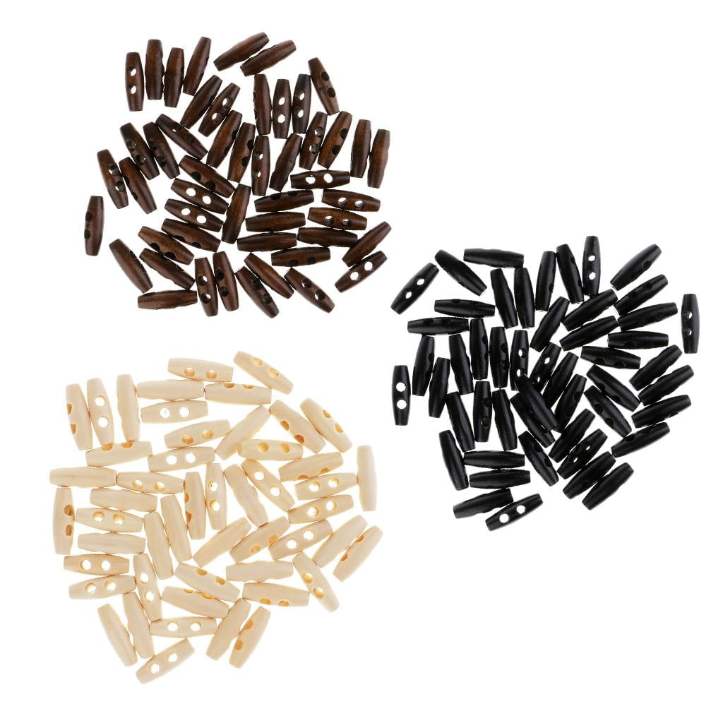 150Pcs 30mm Wooden Coat Toggle 2 Holes Buttons Knitwear Haberdashery ...