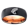 Bass Fishing Dome Black And Rose Gold Tungsten Wedding Ring 10MM ...