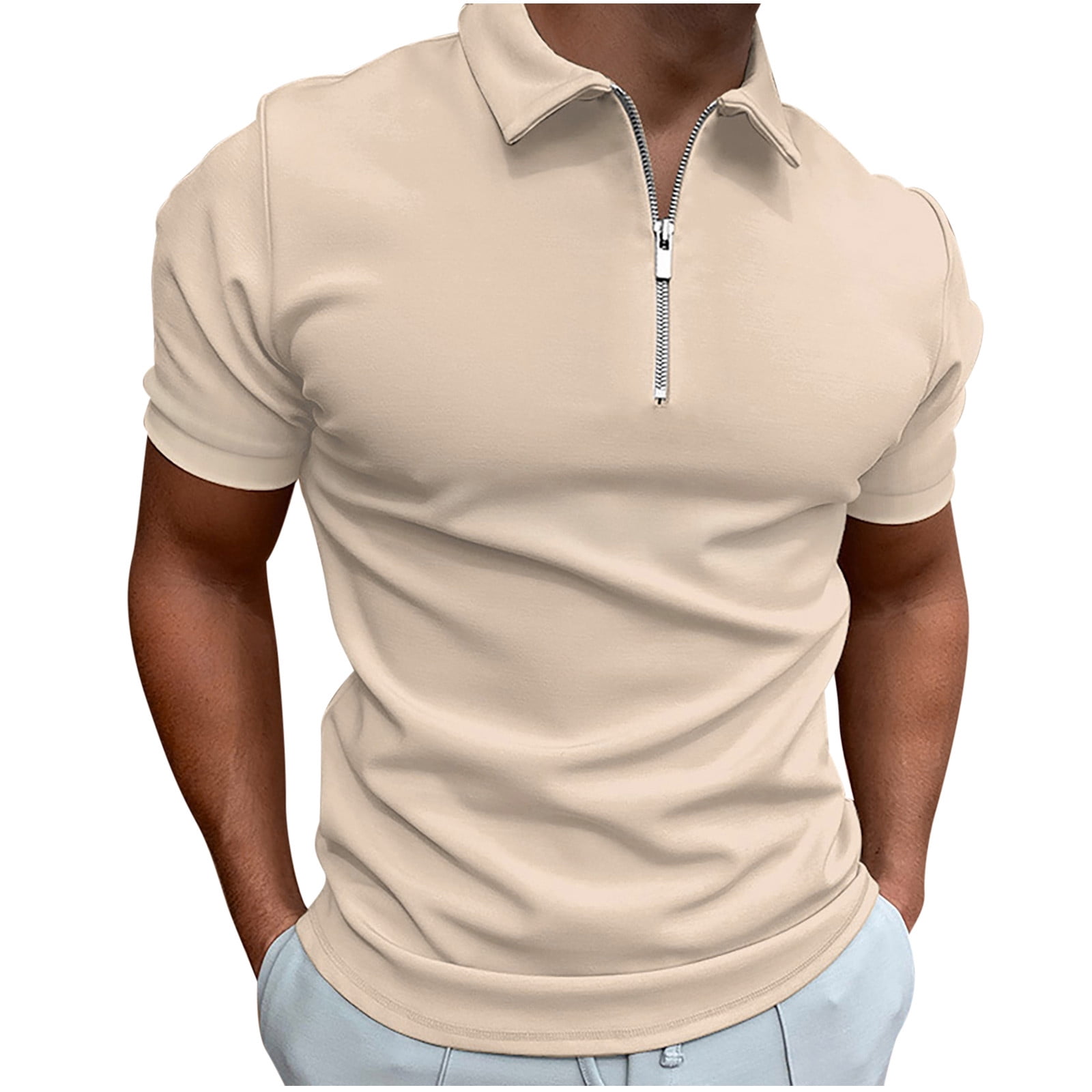 Click here for Juranmo Mens Solid Color Shirts 1/4 Collar Short S... prices