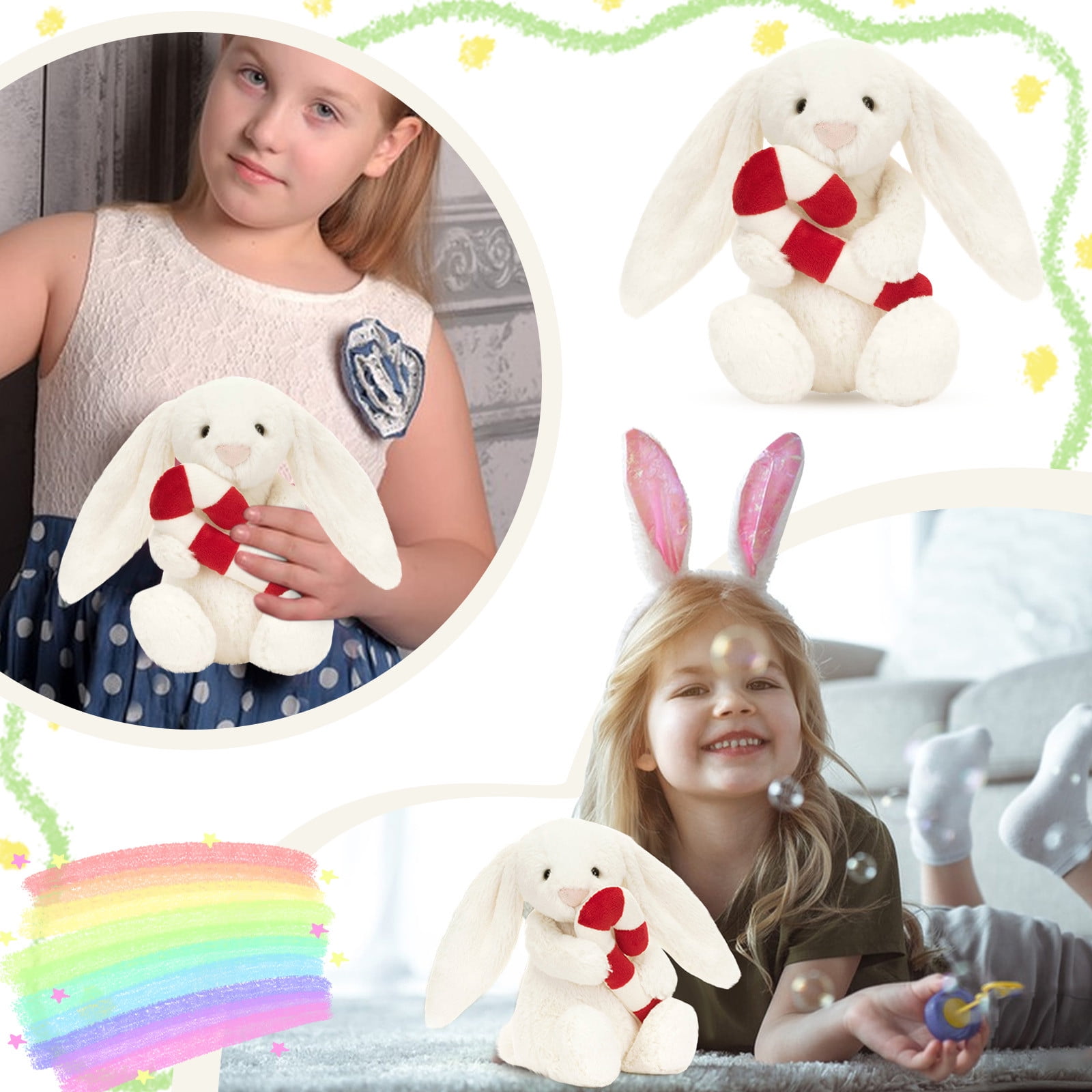 Easter Bunny Stuffed Animals Fluffy Soft Ear, 7.08” Soft and Cuddly ...