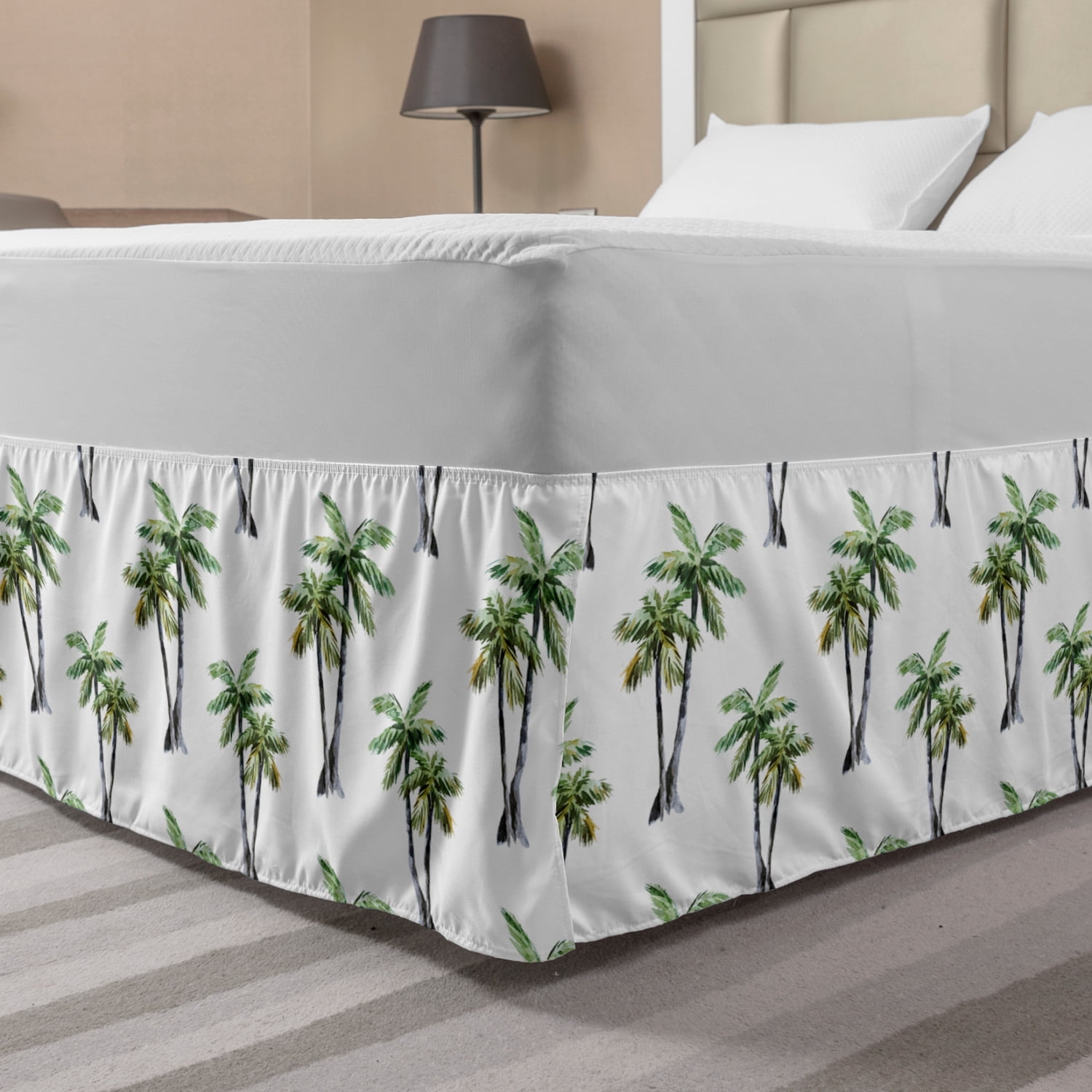 Palm Tree Bed Skirt, Botanical Watercolor Artwork of Hawaiian Aloha ...