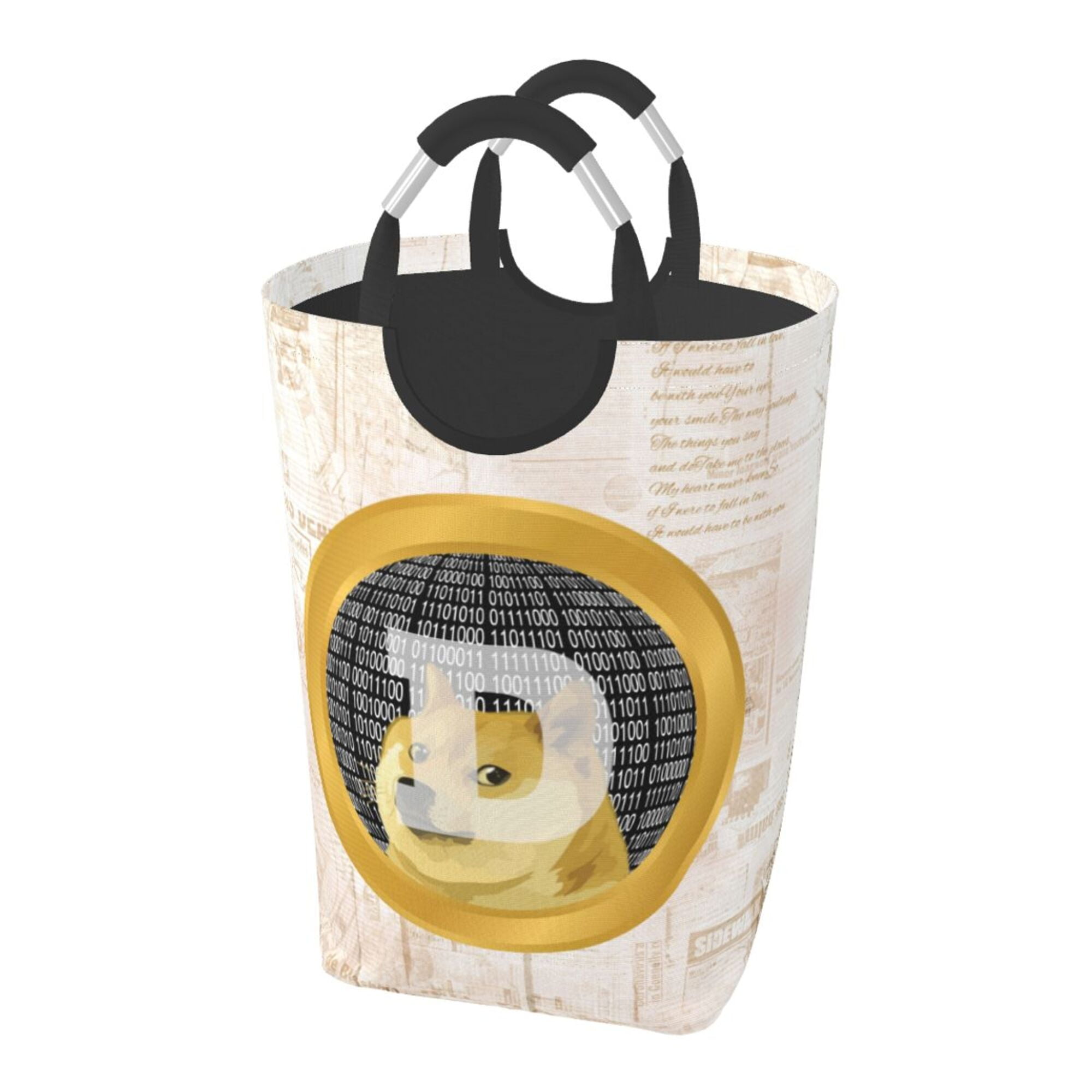 TEQUAN 50L Large Rectangular Laundry Hamper with Aluminum Handles, Doge ...