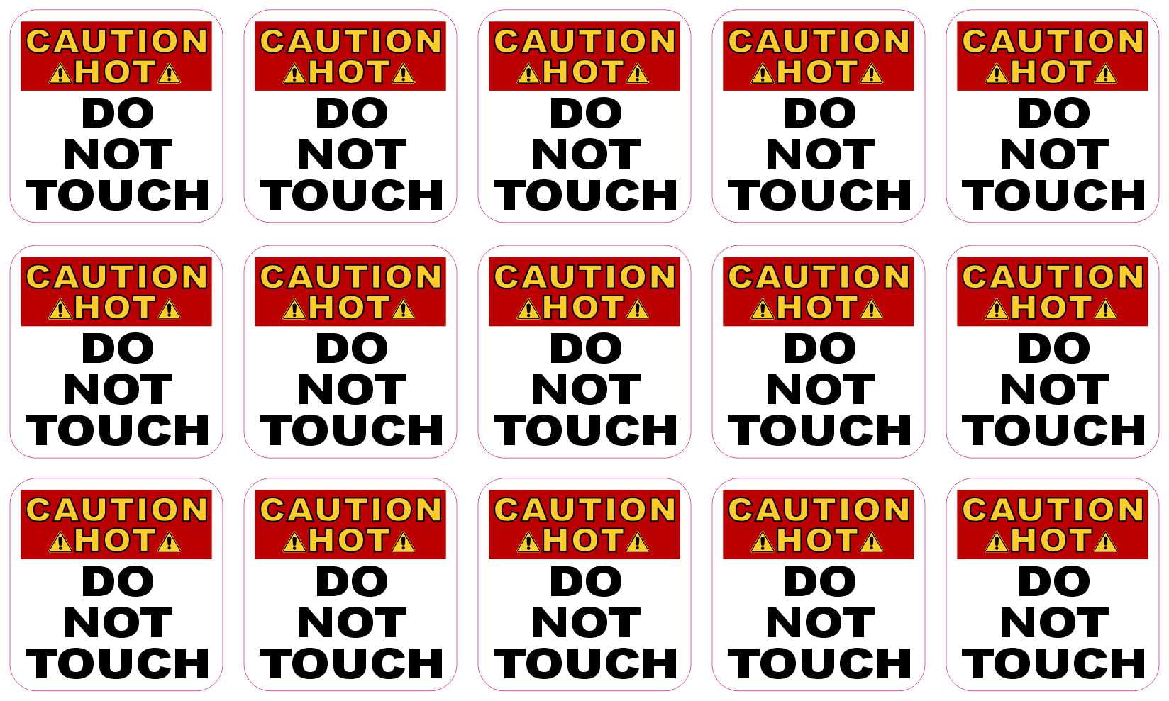 StickerTalk Caution Hot Do Not Touch Vinyl Stickers, 1 sheet of 15 ...