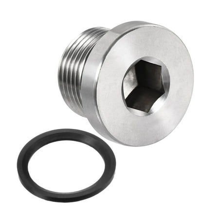 Uxcell Stainless Steel Inner Hex Head Pipe Plug with Seal Ring M20x0 ...