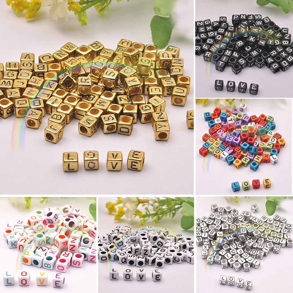 Jiaroswwei 100Pcs DIY Handcraft English Alphabets Letter Loose Beads ...