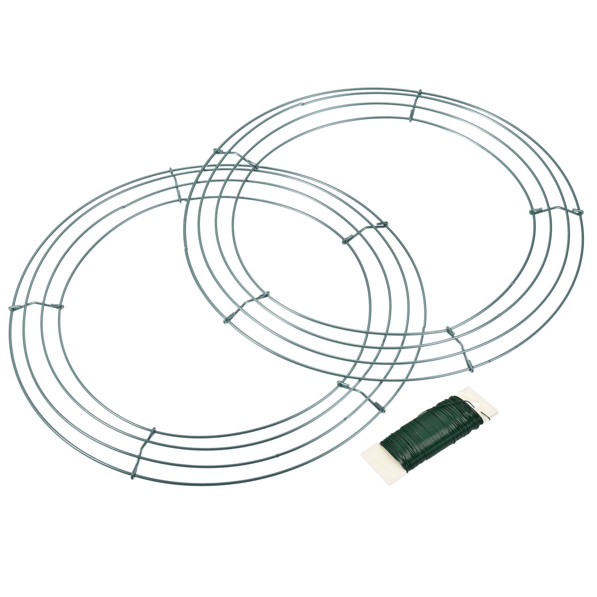 12" Metal Wire Wreath Frame 2 Pack with 1 Roll Flexible Paddle Wire ...