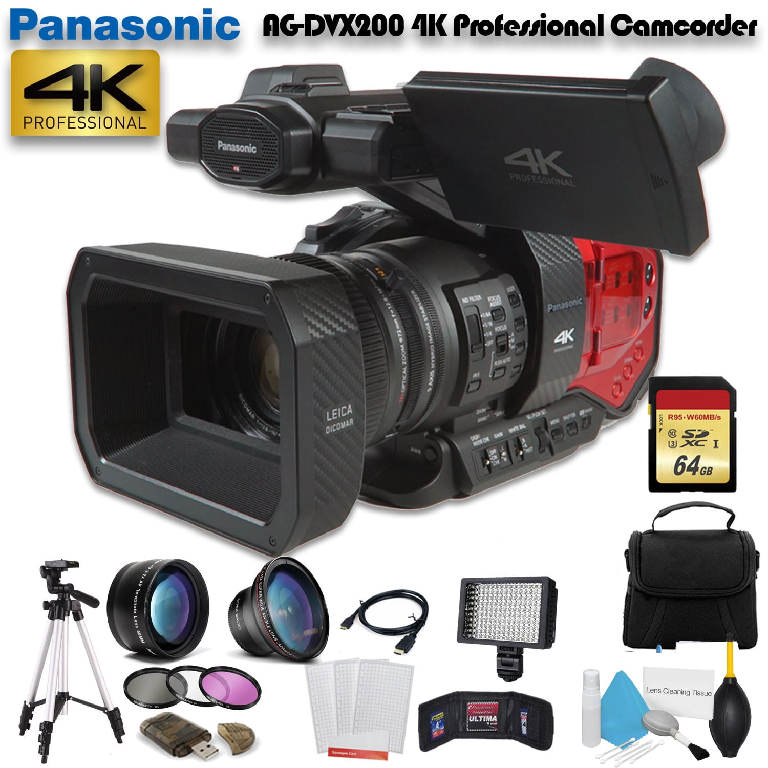 Panasonic 4K Professional Camcorder W/ 64GB Memory Card and More ...