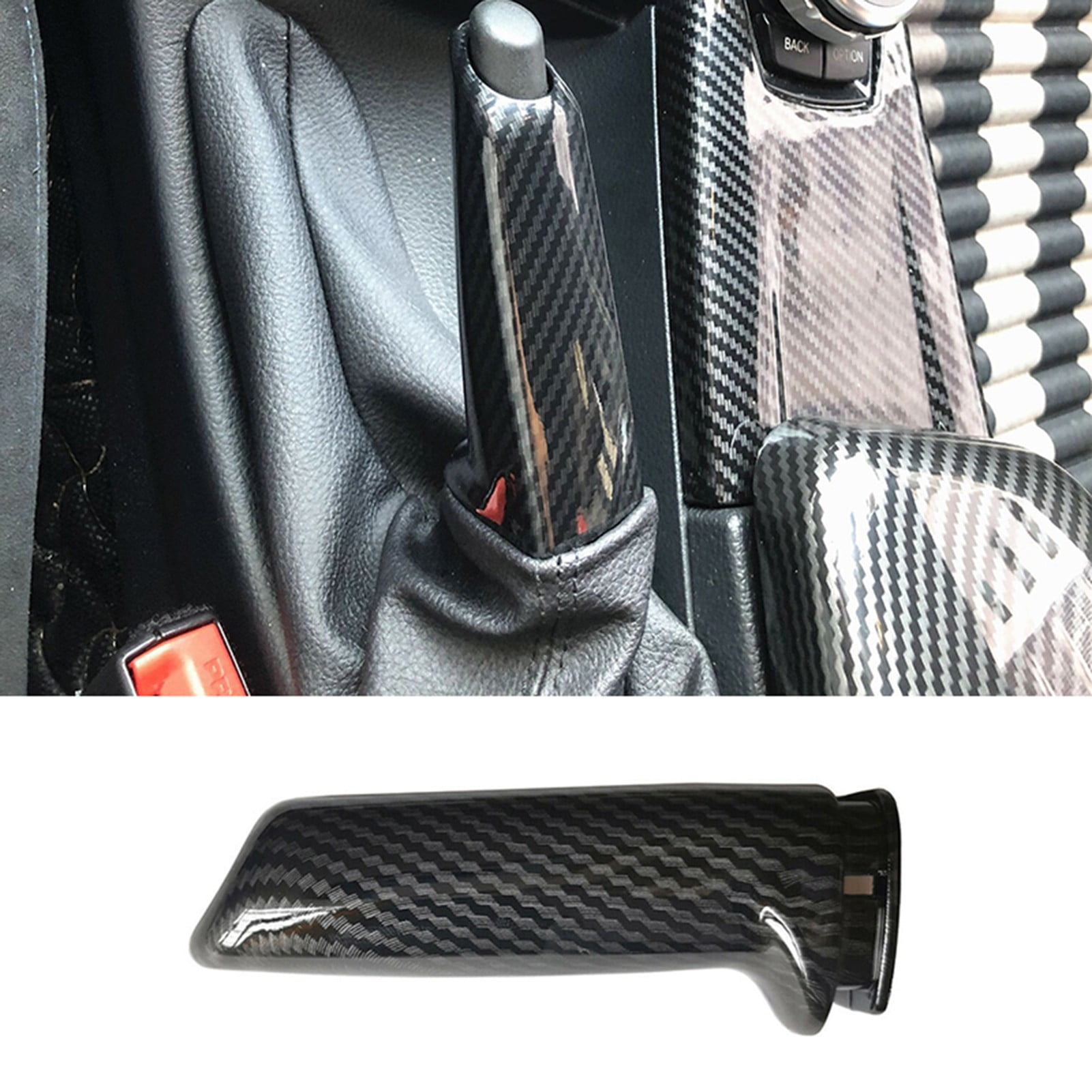 POSSBAY 1PCS Carbon Fiber Look Handbrake Brake Handle Cover For BMW E46 ...