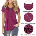 Women Summer Button Up Front Tops Shirts Casual Loose Pullover T-shirt ...