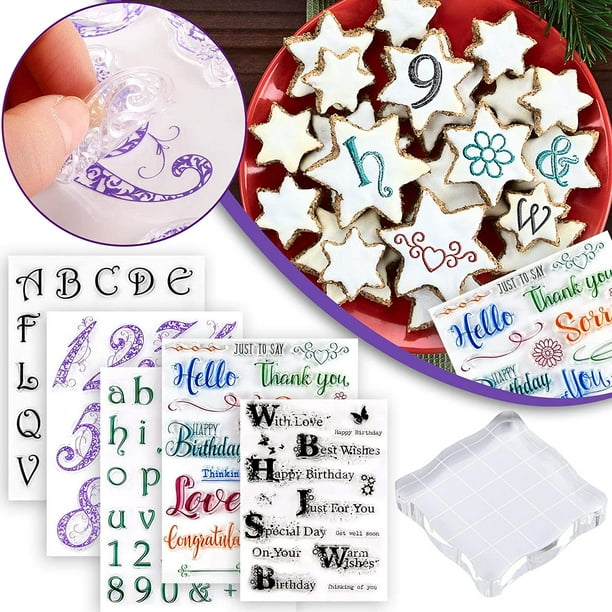 5 Pieces Alphabet Cake Stamp Tools Alphabet and Numbers Fondant Cake ...