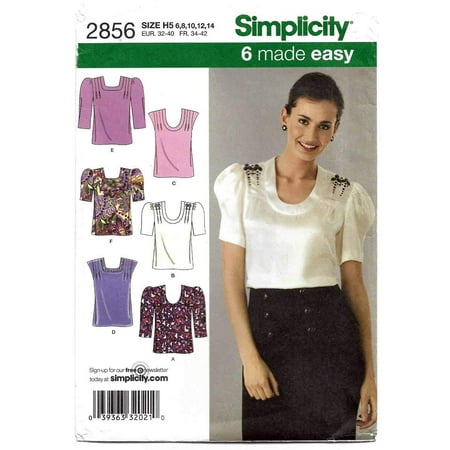 Simplicity 2856 Misses' Top with Neckline and Sleeve Variations Misses ...
