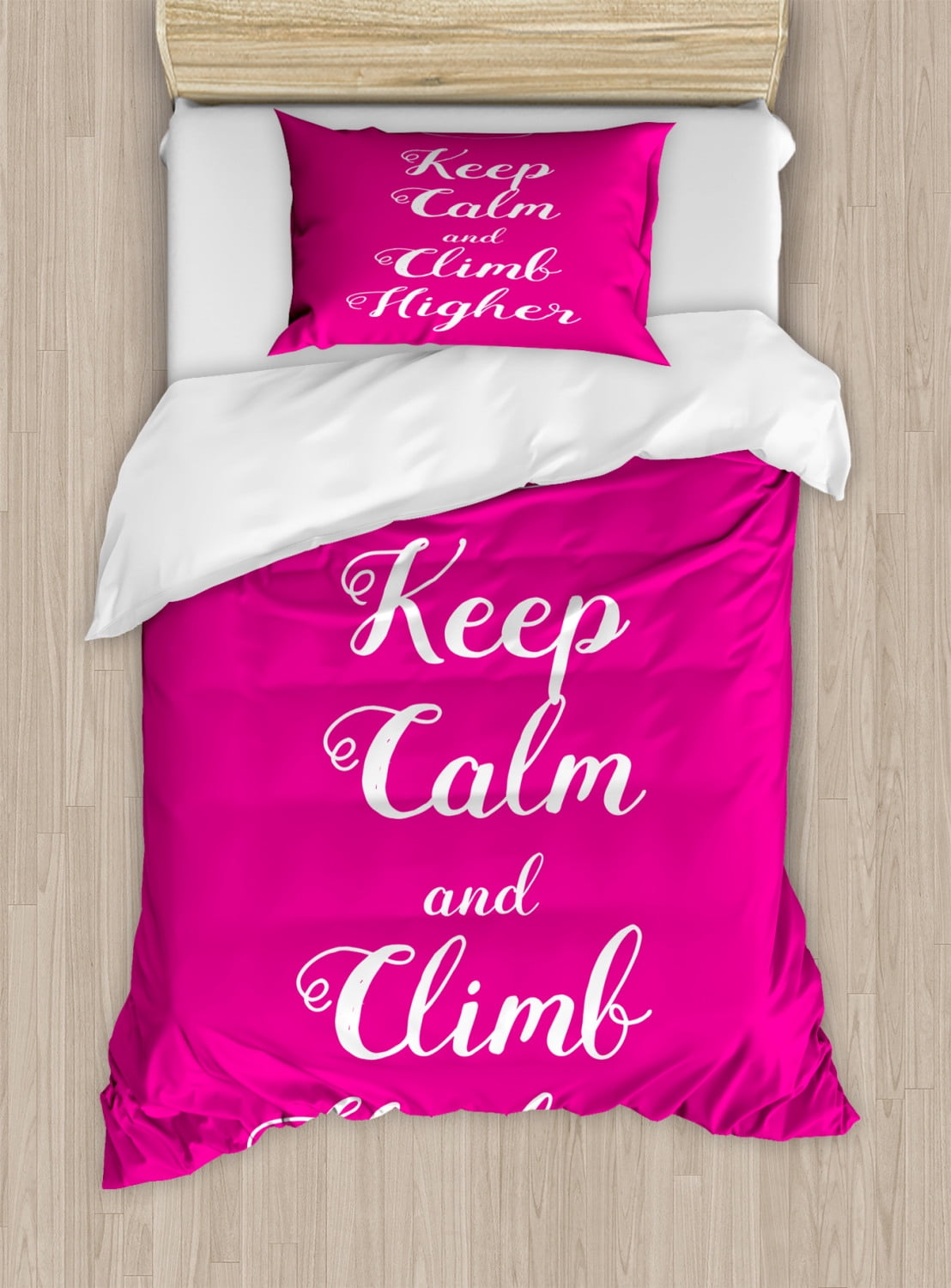 Keep Calm Duvet Cover Set Twin Size, Simplistic Design Feminine Image ...