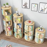 1 Tier Rotating Bookshelf 360° Spinning Bookshelf, Solid Wood Revolving ...
