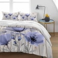 4 Piece Duvet Cover Set Cal king, Flowers on Farm Gray Wood Grain Soft ...