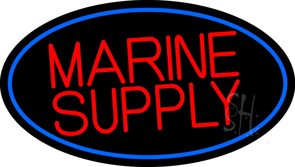 Marine Supply LED Neon Sign 13 x 24 - inches, Black Square Cut Acrylic ...