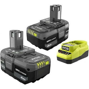 RYOBI ONE+ 18V Lithium-Ion Starter Kit with 2.0 Ah Battery, 4.0 Ah ...
