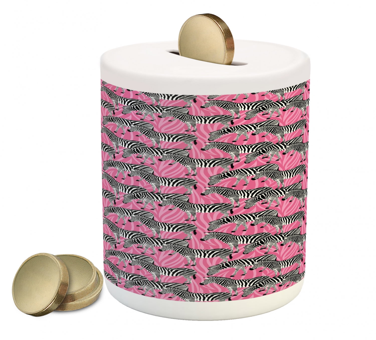 Pink Zebra Piggy Bank, Zebras Pattern Wild Animal Hippie Indie Tropical ...