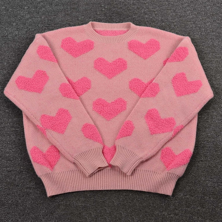 Womens Sweaters Plus Size Heart Print Valentine'S Day Heart Womens Sweaters Plus Size Heart Print Valentine'S Day Heart