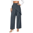 Aimik Women's Wrap Overlay Wide Leg Pants Asymmetric Waist Casual ...