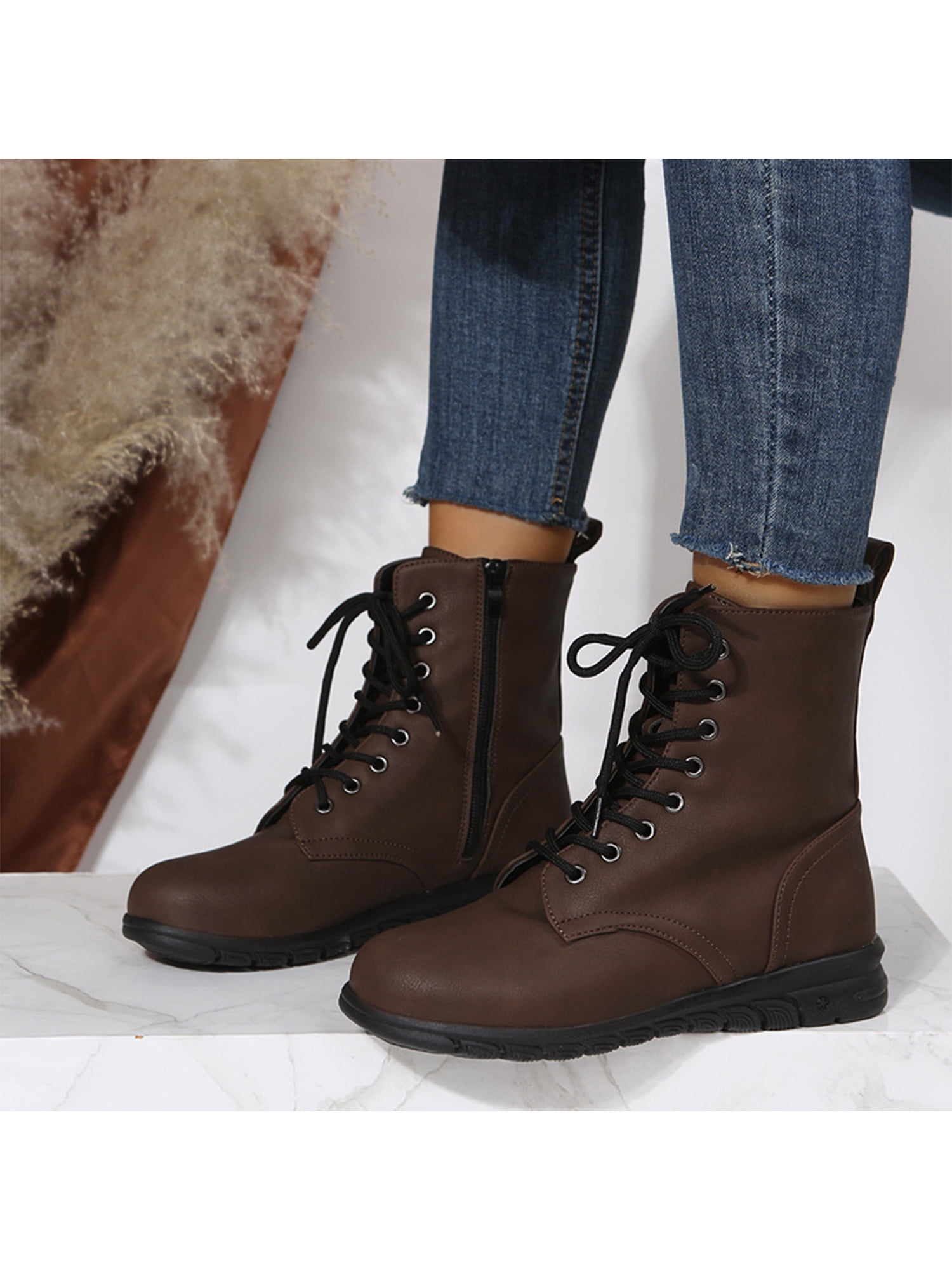 Dark Brown Flat Boots