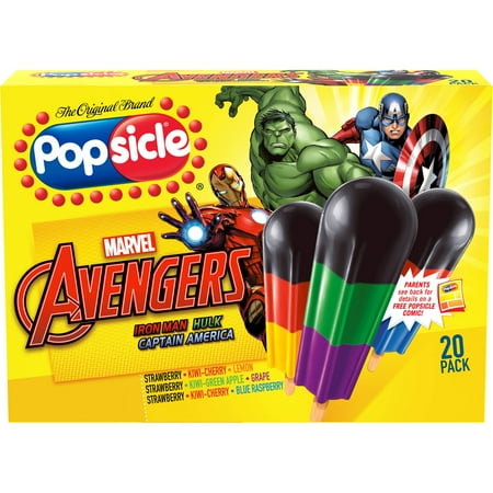 Popsicle Marvel Avengers Assemble Assorted Ice Pops, 1.6 fl oz, 18 ...