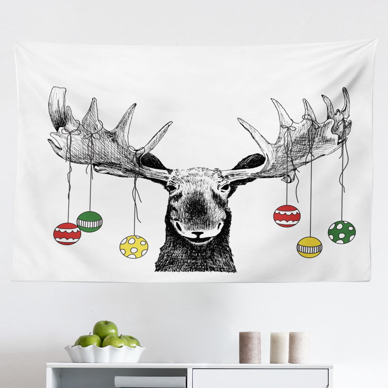 Moose Tapestry, Forest Design Abstract Woods North American Wild ...