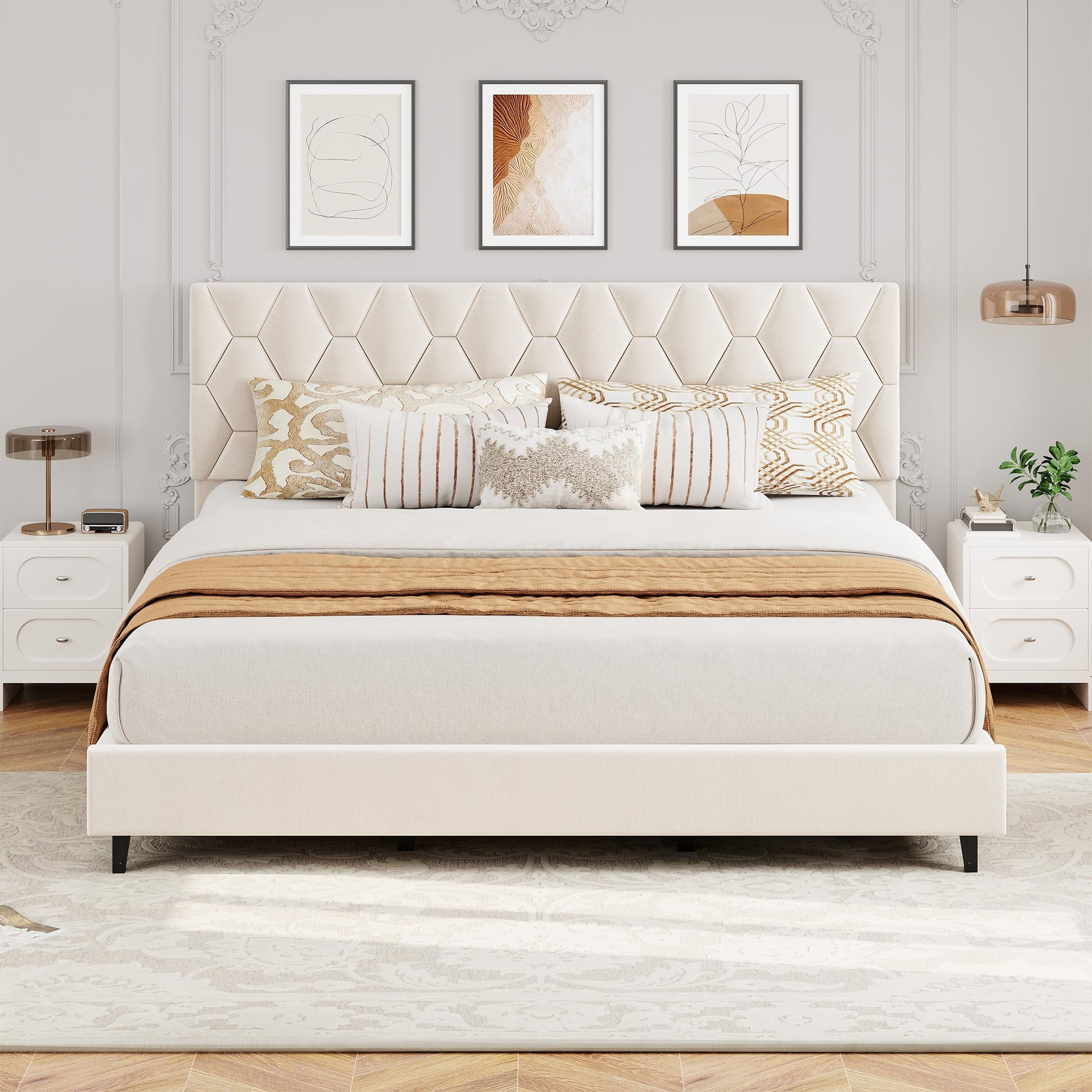 Click here for Akdsteel Bed Frame With Upholstered Headboard  Hea... prices