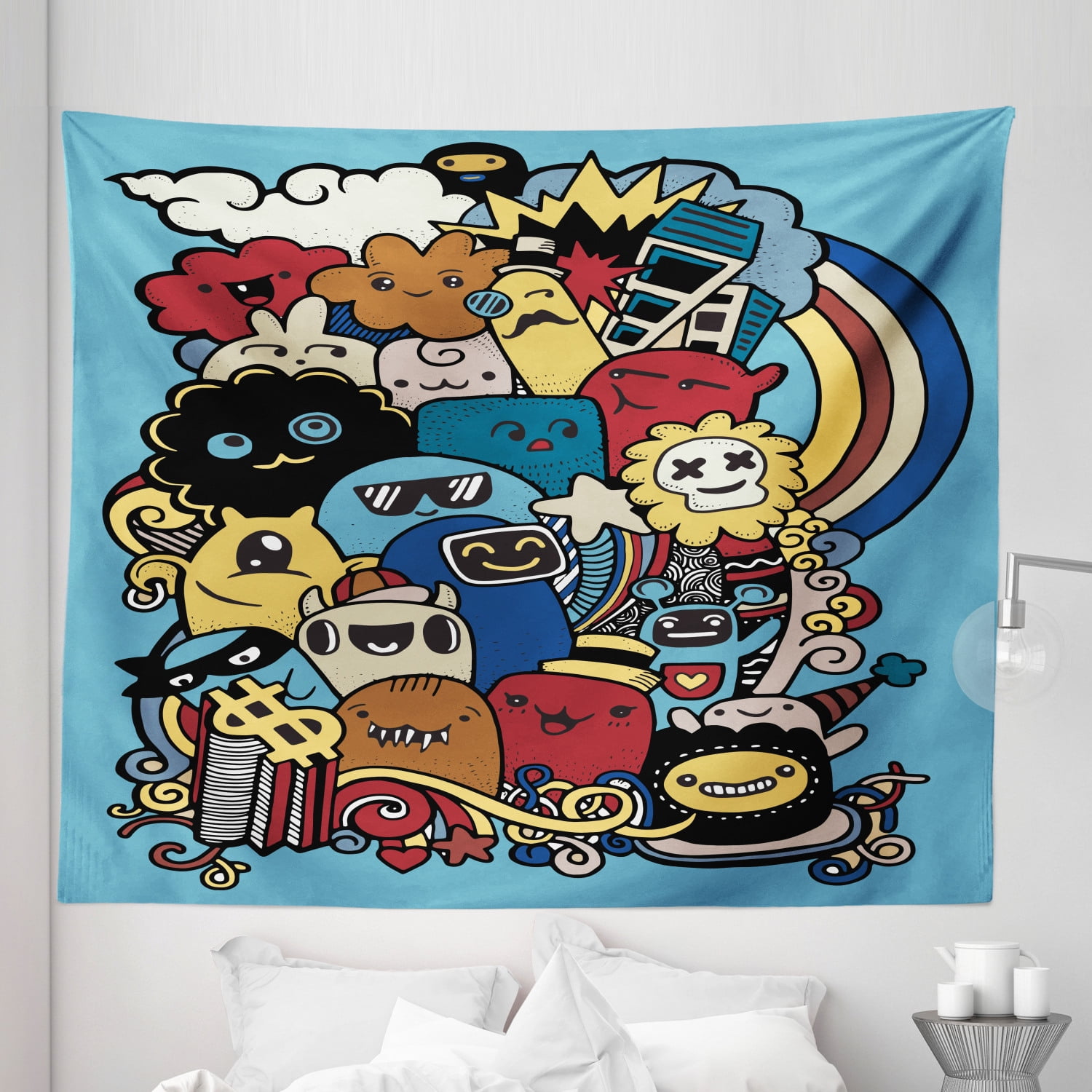 Indie Tapestry, Cool Funny Crazy Monster Universe Rainbow Stars Clouds ...