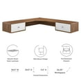 Modway Transmit 55" Wall Mount Corner Wood Office Desk in Walnut White ...