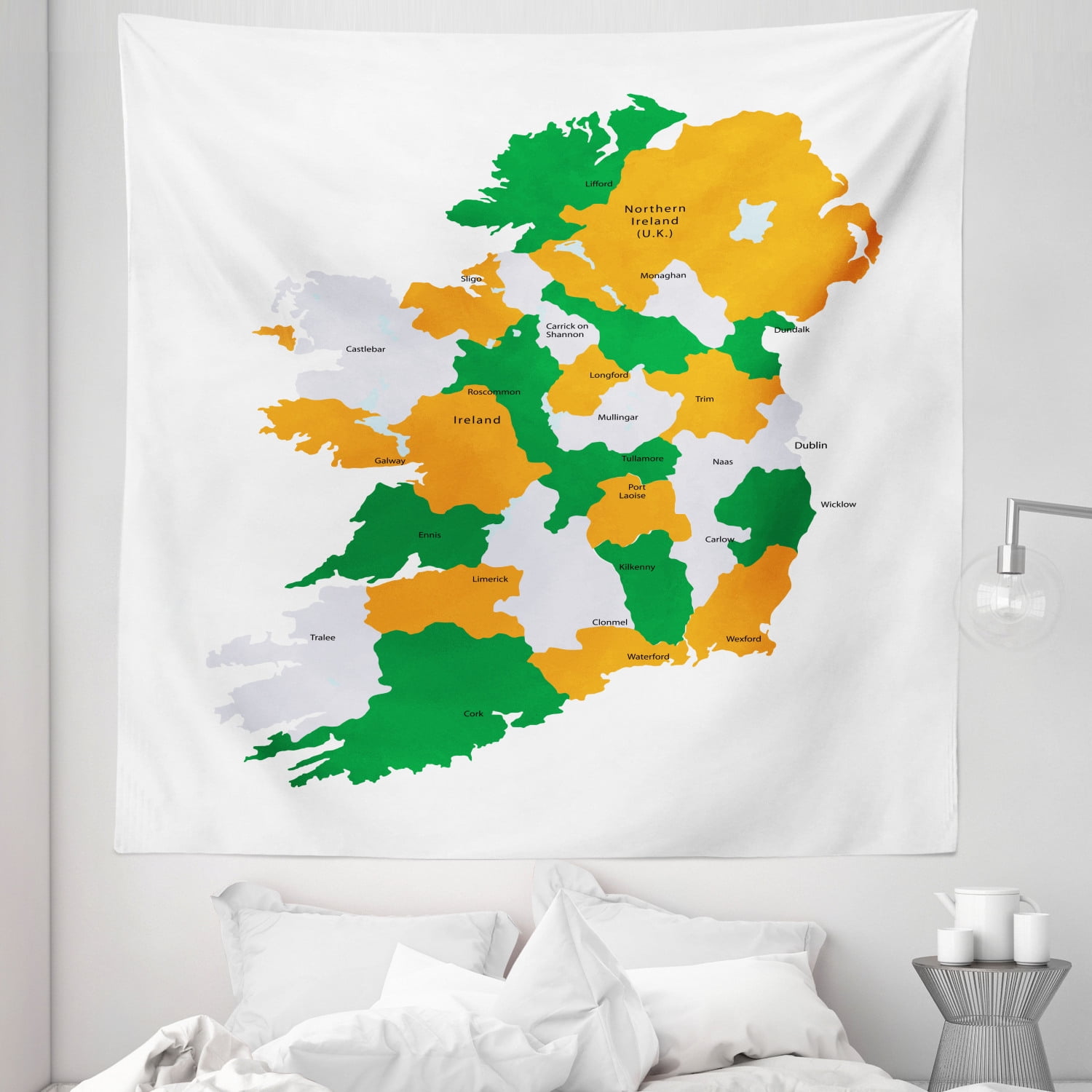 Ireland Map Tapestry, Illustration of Flag Colors in a Mapping with ...