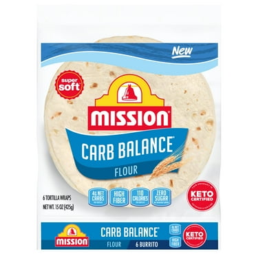 Mission Carb Balance Whole Wheat Flour Tortillas, Burrito Size, 6 Count ...