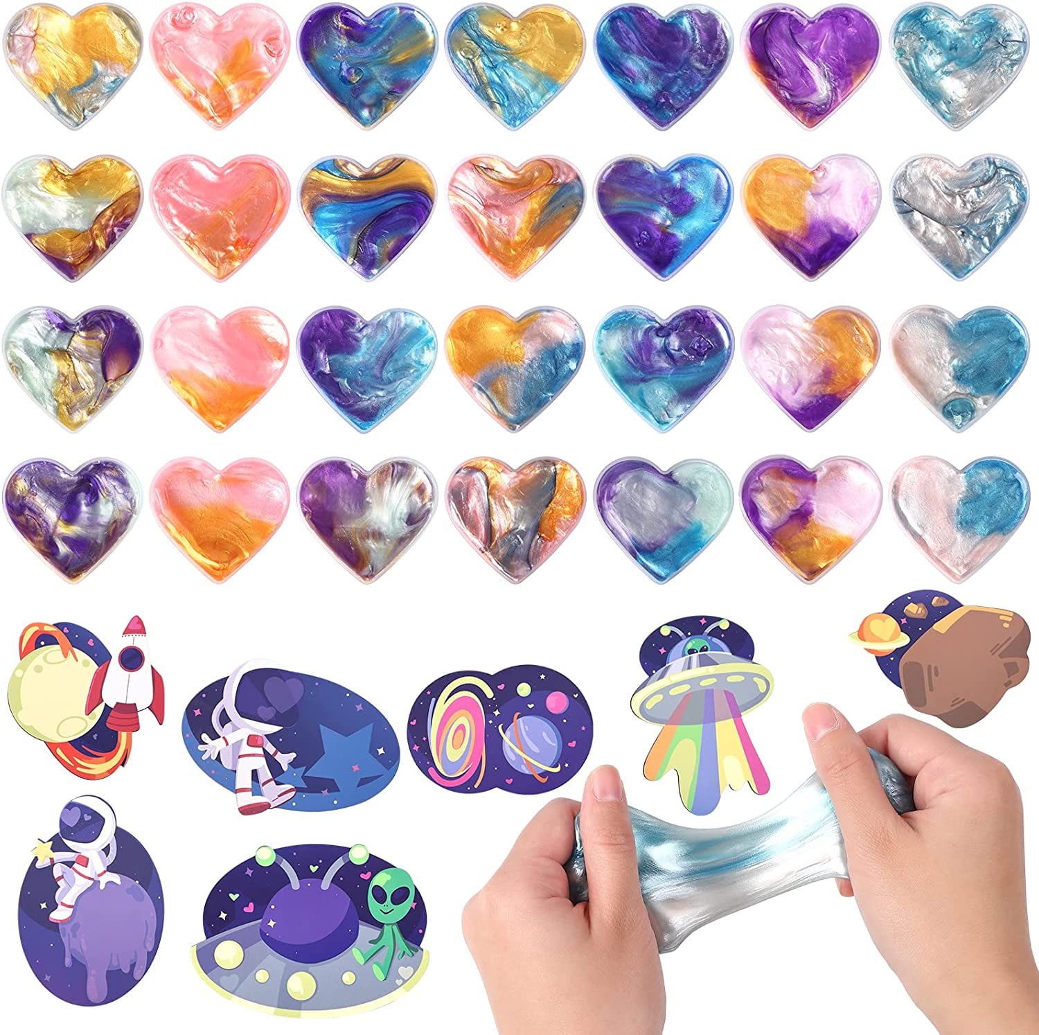 28 Packs Valentines Galaxy Slime with Valentines Day Gift Cards, Slime ...