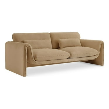 Meridian Furniture Langham Cream Linen Textured Fabric Sofa - Walmart.com