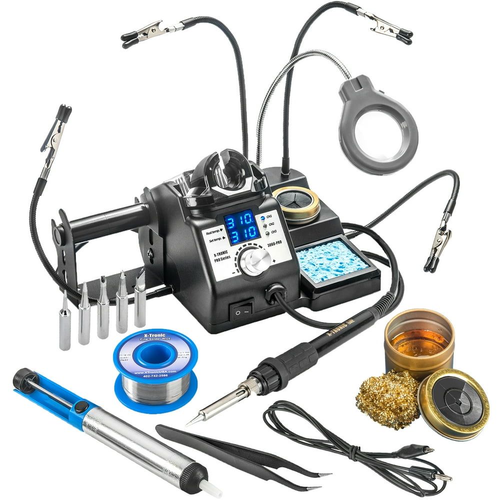 X-Tronic 3060-PRO - 75 W Soldering Iron Station - 5 Extra Tips, 2 LED ...