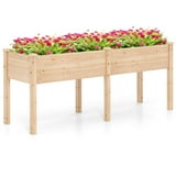 Costway Raised Garden Bed Elevated Fir Wood Planter Box with 2 Large ...