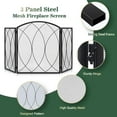 3 Panel Fireplace Screen 48" W x 29.5" H Modern Foldable with Wrought ...