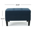 Noble House Rectangular Tufted Upholstered Ottoman, Dark Blue Fabric ...