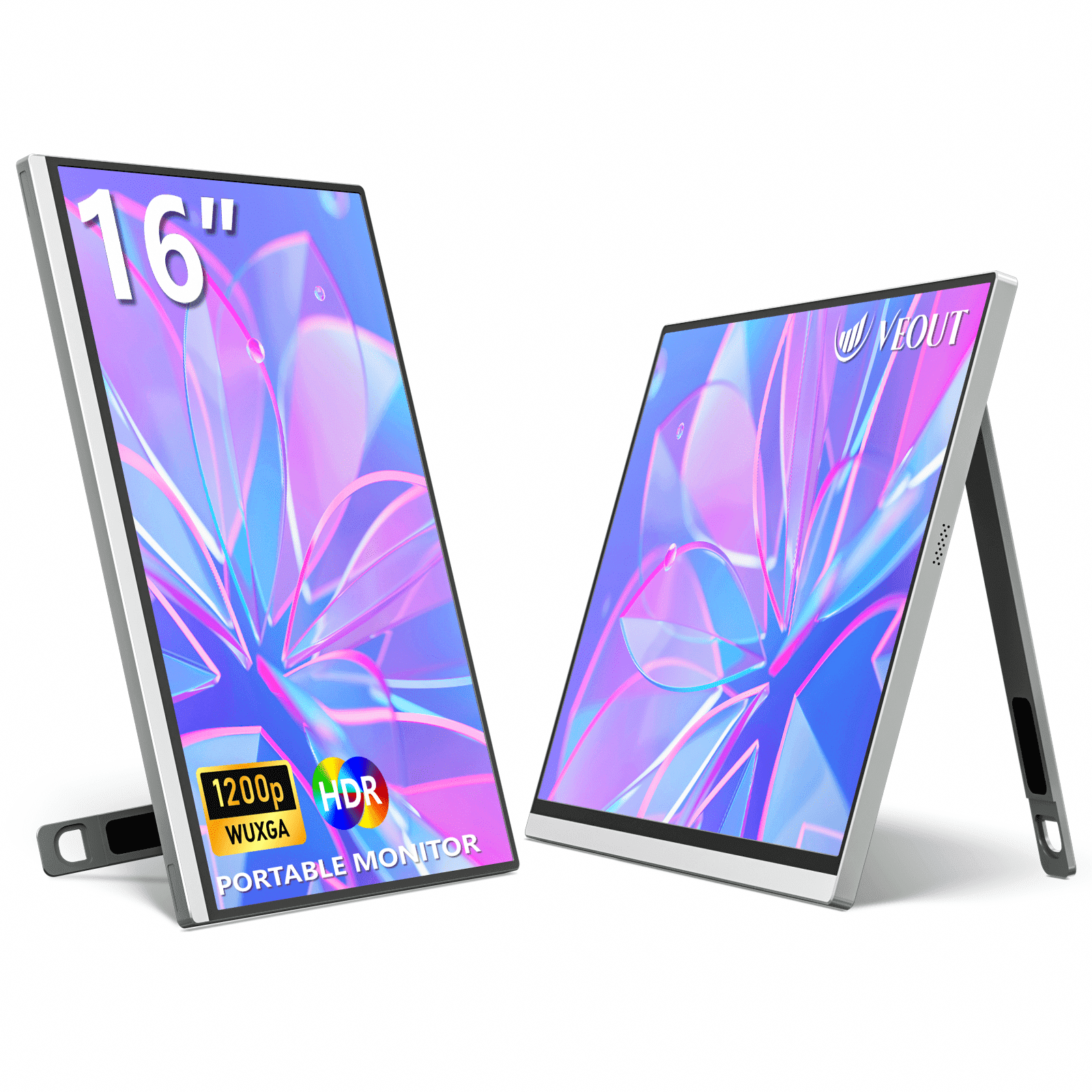 Veout 16 Inch Portable Monitor For Laptop  1920x1200p Ultra-Slim Fhd Ips 16:10 External Display  100 Srgb Aluminum Stand  Usb-C/Mini Hdmi  Use For Pc