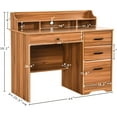 Catrimown Wood Computer Desk with Drawers, Storage Shelves, Monitor ...