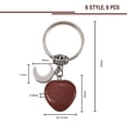 1Box 6Pcs 6 Style & Natural Gemstone Keychain 304 Stainless Steel Moon ...