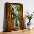 Canvas Wall Art Stone Bridge Canvas Art Print Window Frame Rain House ...